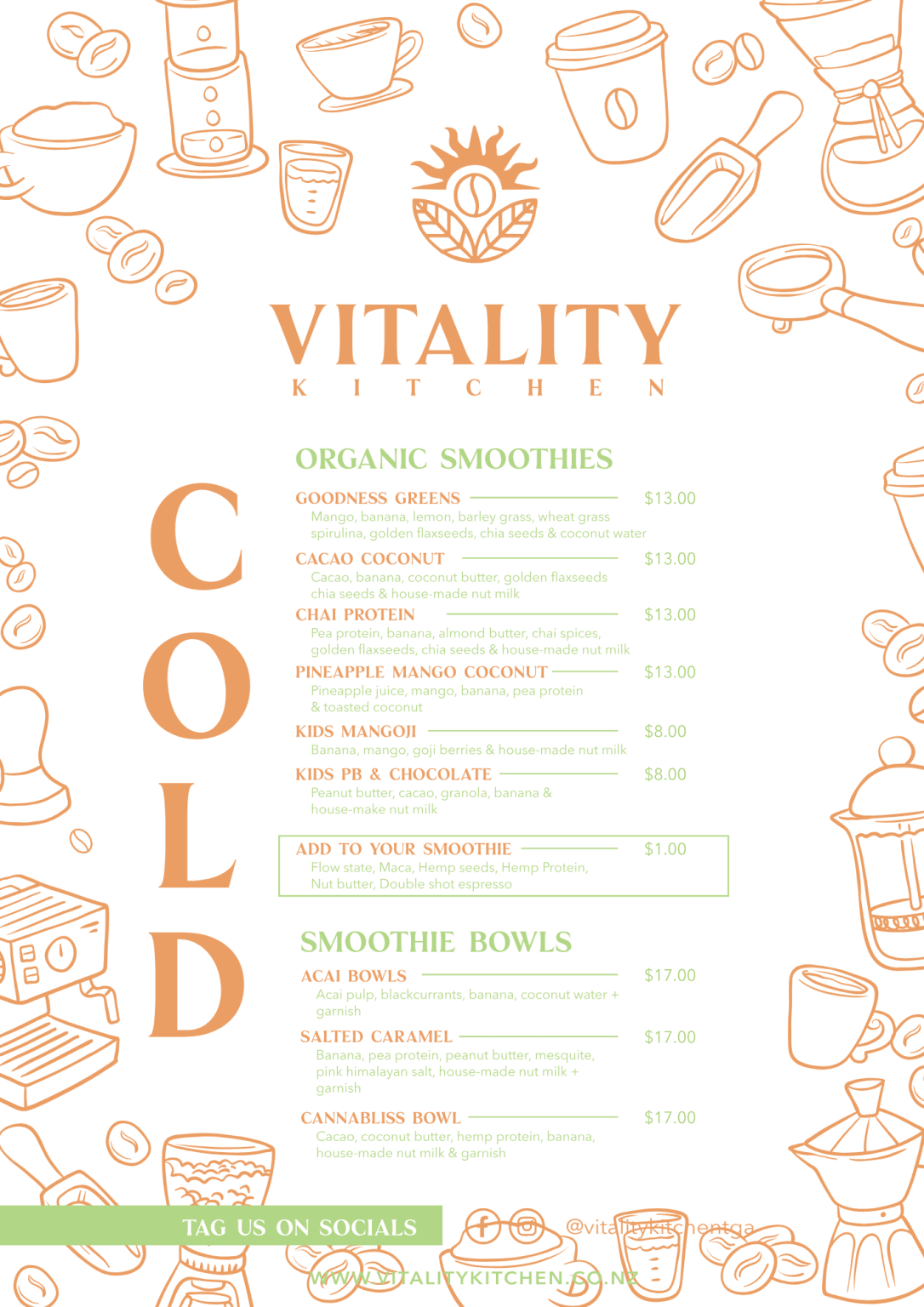 Our Menu - Vitality Kitchen | Plant Based Cafe Tauranga